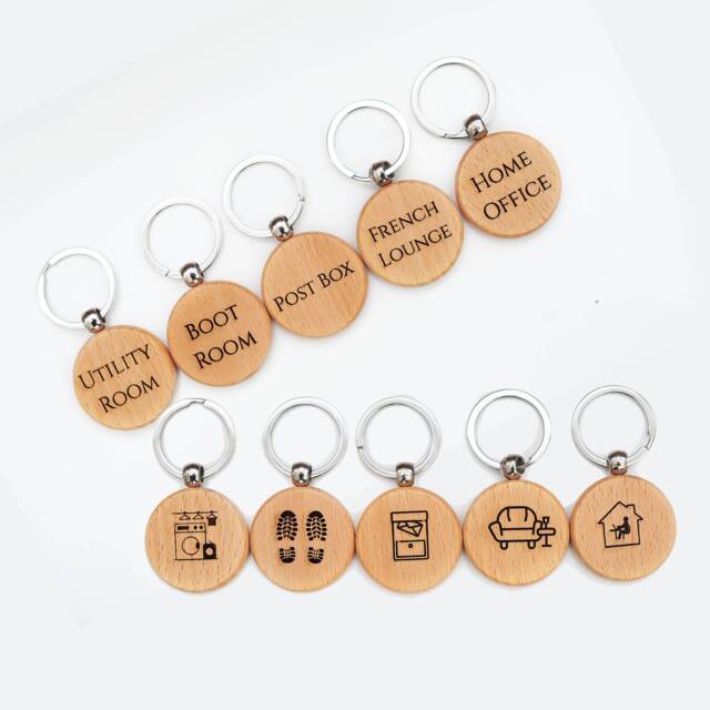 Personalised Wooden Key Ring, New Home Gift, Stocking Filler, Custom ...