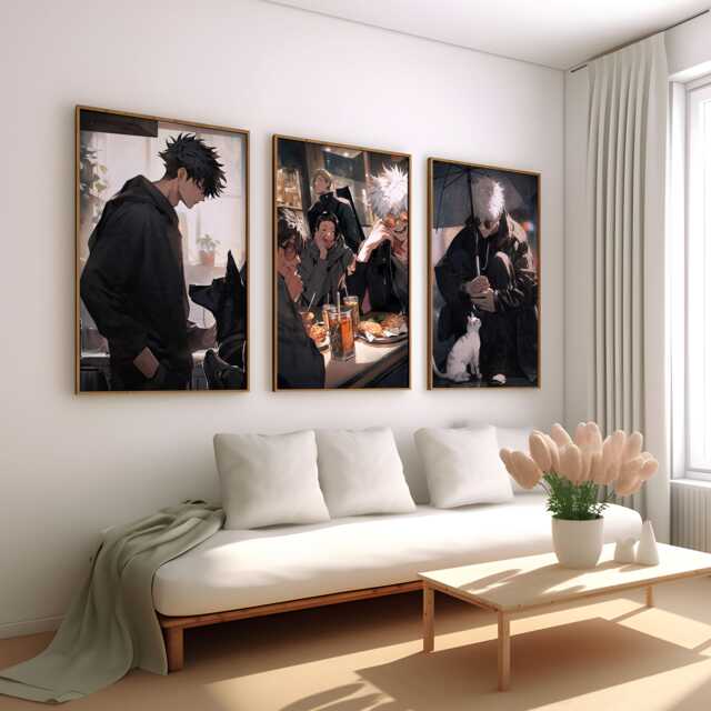 Jujutsu Kaisen Poster Set Of 3 Canvas/Art Prints Framed, Anime Wall Art ...