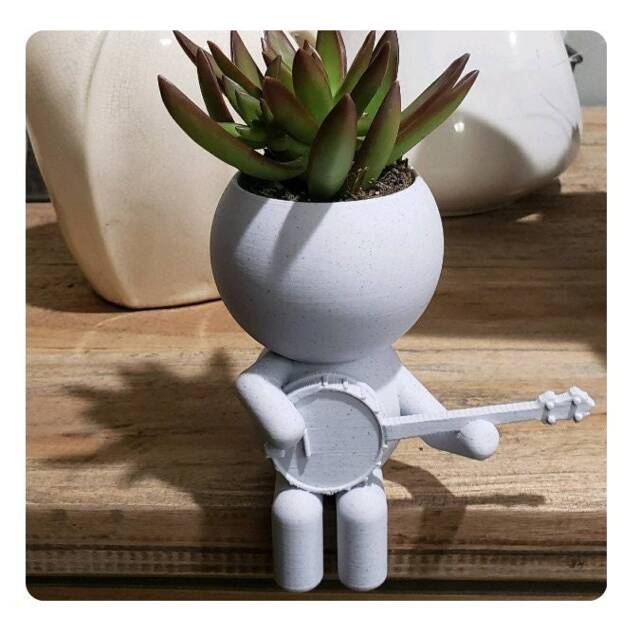 Wee Jimmy Banjo 3D-Printed Scottish Player Plant Pot - Eco-Friendly Pla ...