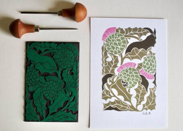 Scottish Thistle Linocut Art Print/Wall For Fathers Day, For Her ...