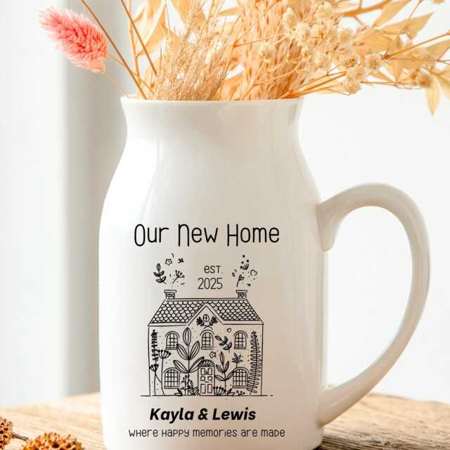 Personalised New Home Gift - Housewarming Vase For Couple Custom Milk ...