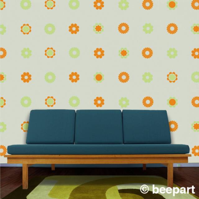 70S Style Flower Wall Decal Set Retro Pattern Stickers by Etsy ...