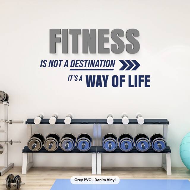 Fitness Way Of Life, 3D Gym Decor, Large Sign, Wall Art Decals, Design ...