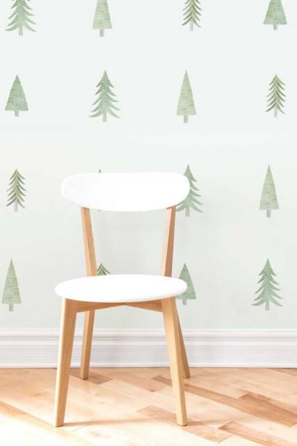 Tiny Watercolor Tree Wall Decal Set, Pine Sticker, Nursery Bohem Decal ...