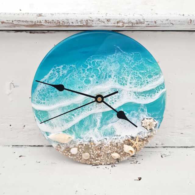 Maldives Ocean Resin Clock, Beach Silent Wall Clocks For Wall, Art ...