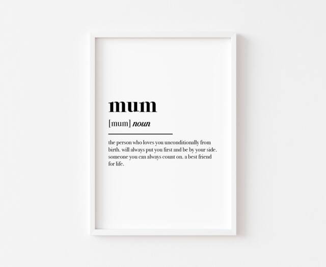 Mum Definition - Family Wall Art Home Prints Print Decor Bedroom Love ...