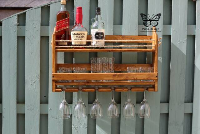65 cm Floating Home Bar/ Wine Or Spirit Rack - Curved Front/ Drink Rack ...