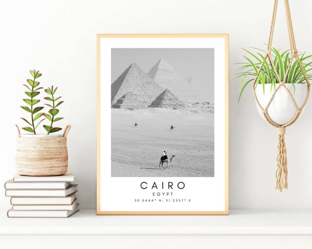 Cairo Pyramids Print Black & White Egypt Wall Art by Etsy | ufurnish.com