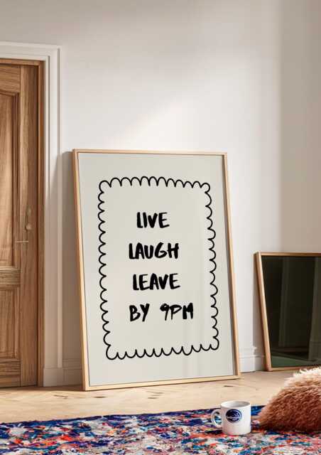 Live Laugh Leave By 9Pm Wall Print/Wall Art/Funny/Quote/Wall Art ...