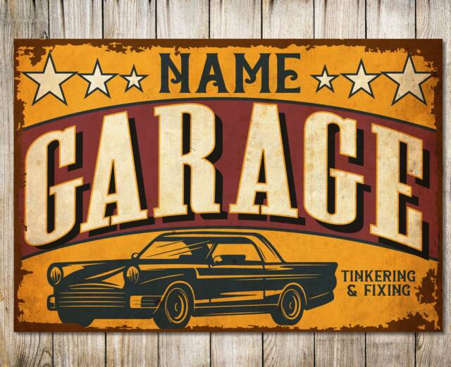 Personalised Garage Workshop Metal Plaque Custom Sign Mechanic Gift ...