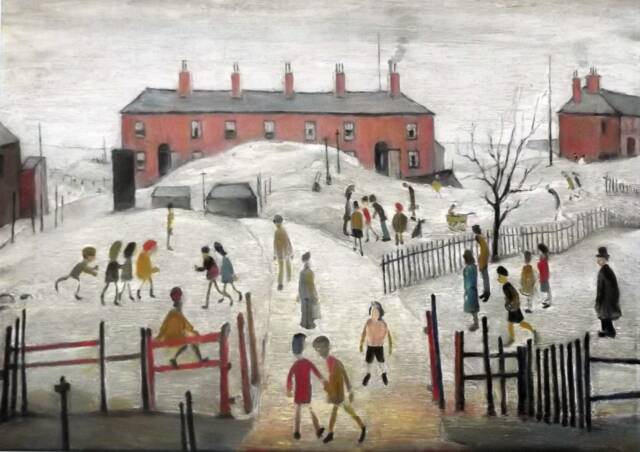 L S Lowry Authentic Art Print - School Playground Textured Image Plus ...