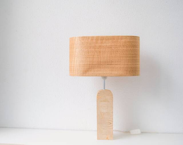 Elegant Oak Wood Table Lamp, Bedside Lamp For Scandinavian Decor ...