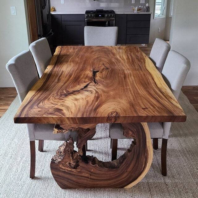 Home Office Decor, Rustic Banquet, Acacia Dining Table, Wood Live Edge ...