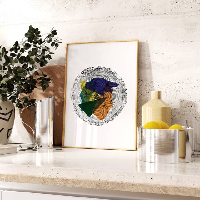 Tree Ring Print, English Larch, Larch Large Woodcut Print, Slice Log ...