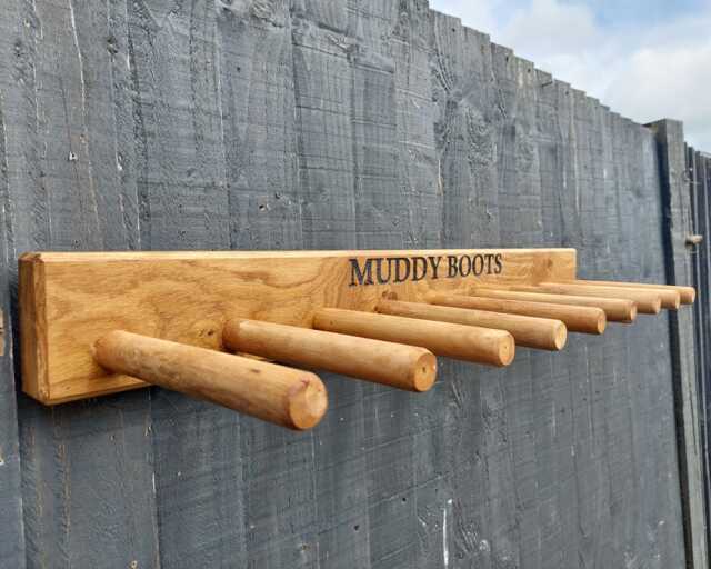 Oak Personalised Welly Wellington Wellies Wooden Rack Boot Holder Wall ...