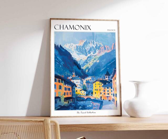Chamonix France Travel Poster Mont Blanc Ski Print by Etsy | ufurnish.com