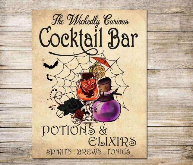 Halloween Cocktail Sign Vintage Style Large Funfair Wall Decor Metal ...