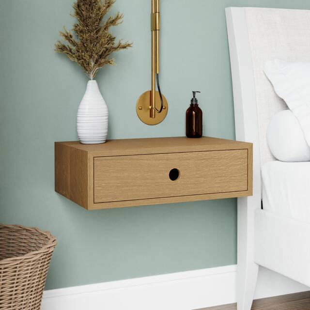 White Oak Floating Nightstand With Soft-Close Drawer by Etsy | ufurnish.com