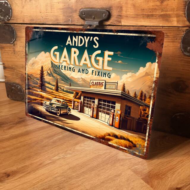 Personalised Vintage Garage Metal Sign Accessory Wall Door Plaque ...