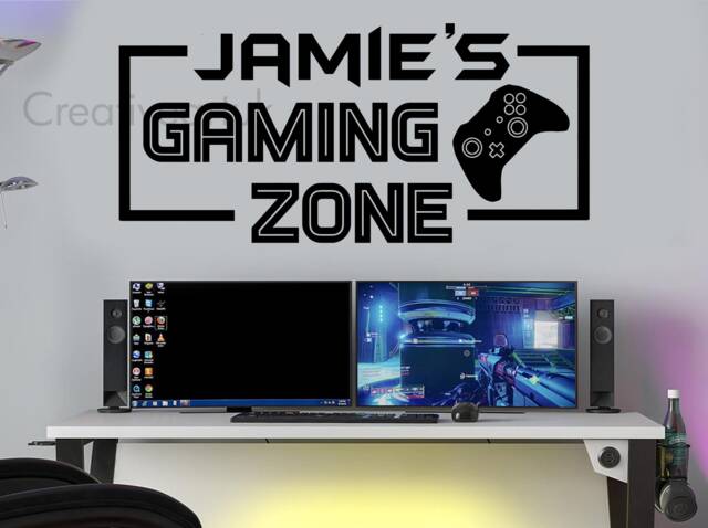 Personalised Gaming Zone Wall Sticker - Custom Gamer Name Decal Room ...