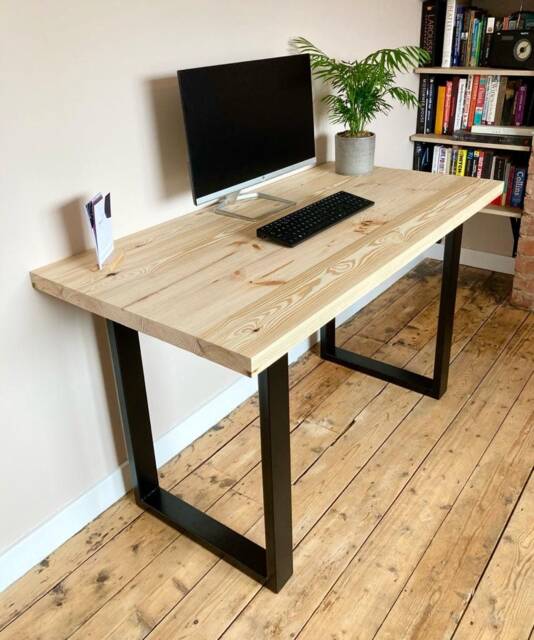 Industrial Desk - Wooden Computer Home Office Rustic Reclaimed Solid ...