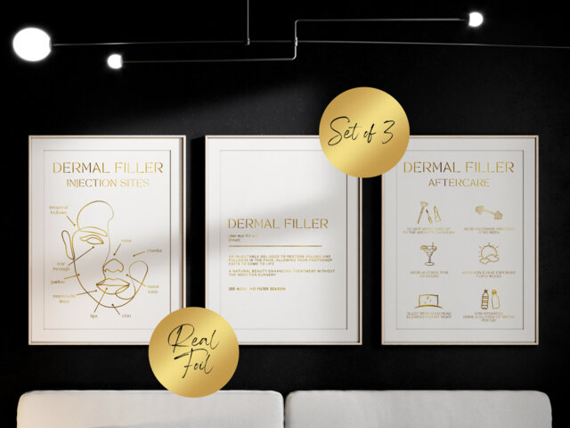 3 Filler Prints For Aesthetics Clinic Decor, Foil Poster Aftercare ...