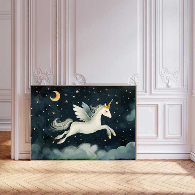 Cute Unicorn Nursery Print, Baby Art Art, Whimsical Animal Neutral ...