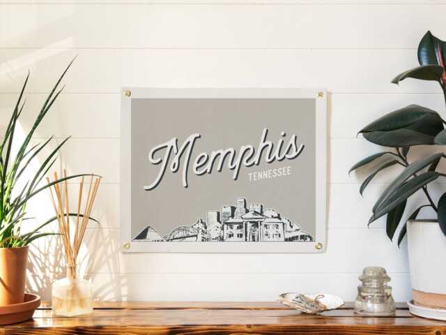 Memphis, Tennessee Felt Poster Banner - City Skyline Wall Art Print ...
