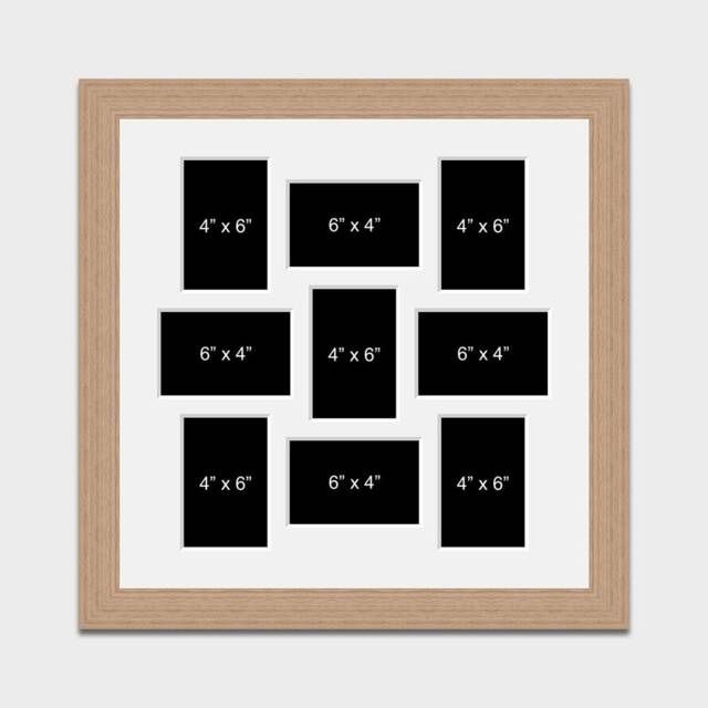 Multi Photo Picture Frame - Holds To Hold 9 6x4 Photos in A 30mm Oak ...