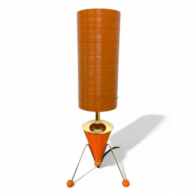 Handmade Midcentury Modern Sputnik Lamp Orange Fiberglass Shade, Atomic ...