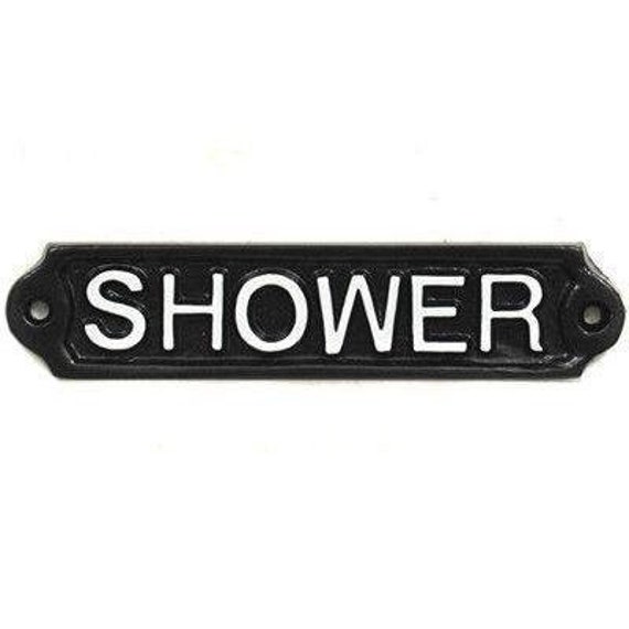 Shower Room Sign - Solid Cast Metal Black Signs/Plaques - Door Gate ...