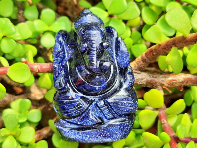 Blue Goldstone Ganesha, Gemstone Ganesh, Sunstone Ganesh Statue ...