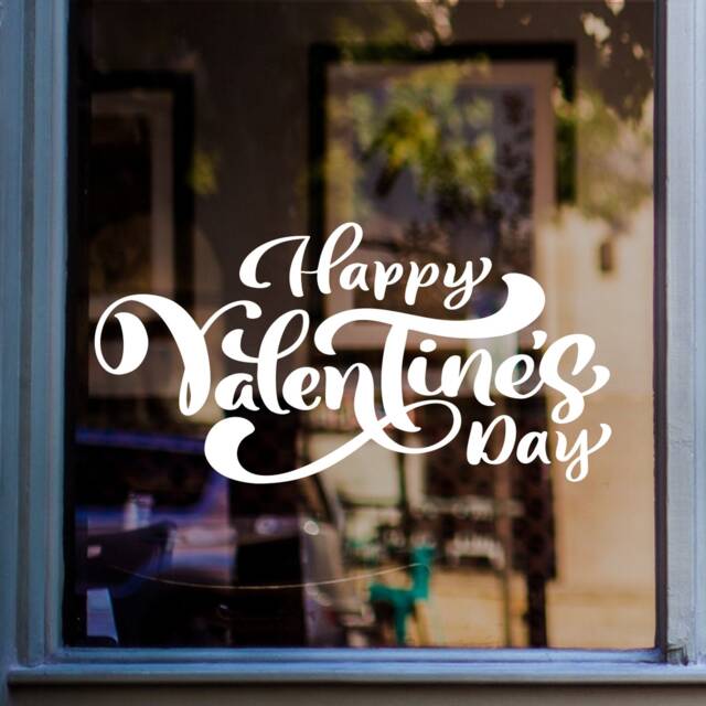 Valentine's Day Shop Window Sticker Retail Display Store Front Vinyl ...