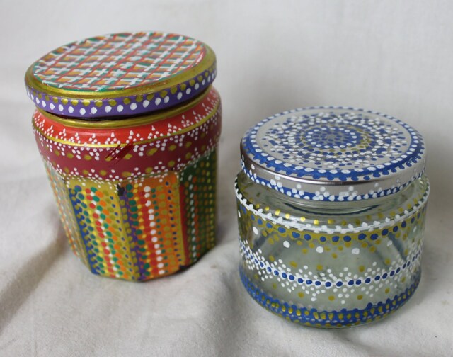Hand Decorated Jam Jars Two Upcycled, Reused Jars For Storage by Etsy ...