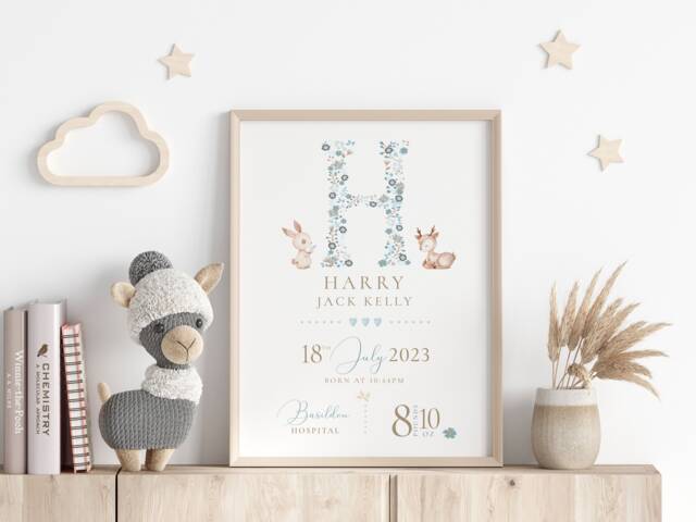 New Baby Girl Gift, Personalised Print For Girls, Gift Girl, Nursery ...