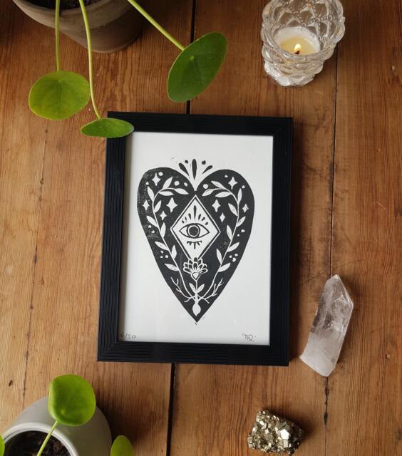 Linocut Print Heart Eye - To Frame Ex-Voto by Etsy | ufurnish.com