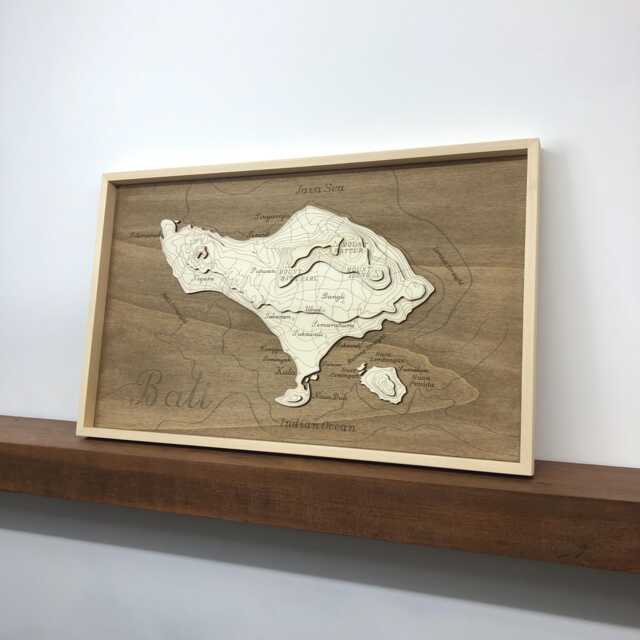Bali/Wooden Topographic Map Indonesia Seminyak Sanur Nusa Dua Lesser ...