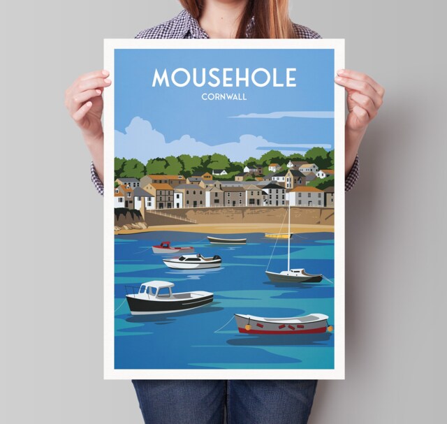 Mousehole Print - Cornwall Travel Poster England Harbour by Etsy ...