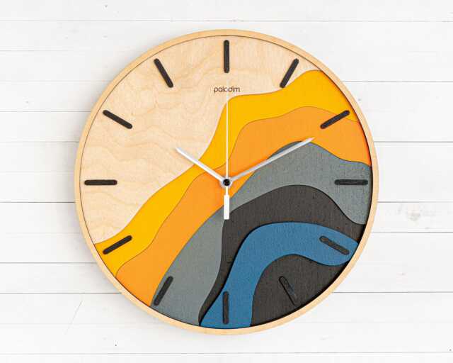 Colorful Wall Clock For Modern Interior, Wood Decor, Custom Made To ...