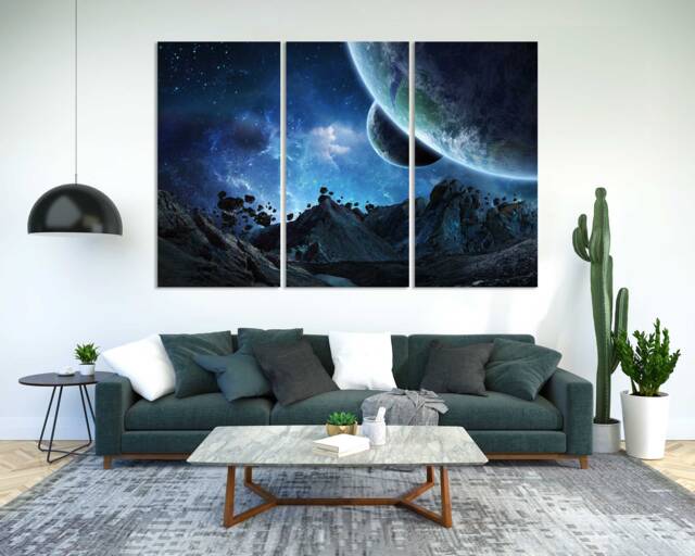 Gigantic Asteroid Modern Artwork For Large Wall, Space Art Design Room ...