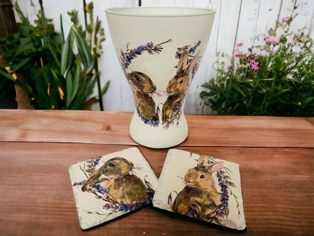 Floral Bunny Vase & Coasters, Rabbit Vase, Themed Gifts, Lovers by Etsy ...