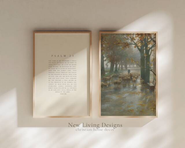 Christian Gallery Set Of Two Psalm 23 Bible Scripture Poster, Printed ...