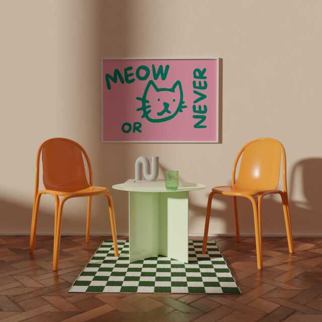 Meow Or Never - Funny Cat Poster Uni Dorm Wall Art A1 A2 A3 A4 A5 Gift ...