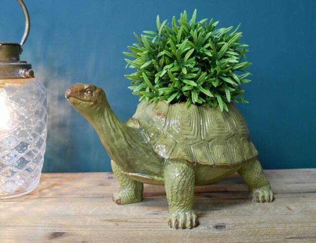 Tortoise Themed Planter - Standing Shrubbery Herb Animal Flower Pot ...
