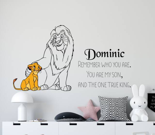 The Lion King Wall Decal Custom Name Cartoon Sticker Simba Nursery ...