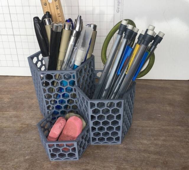 Geometric Desk Storage Cup 3D Printed Hexagonal Pencil Pen Holder by ...