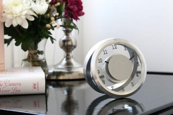 Modern Minimalist Desk Clock - Unique Circular Timepiece Table Elegant ...