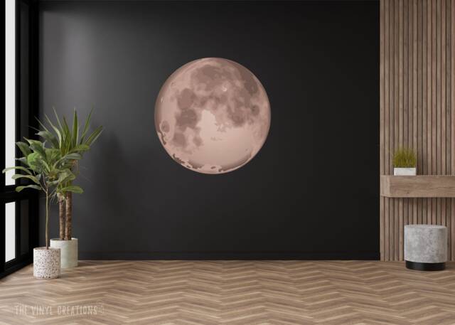 Realistic Bronze Moon Wall Decal , Space Sticker Kid's Room Watercolor ...