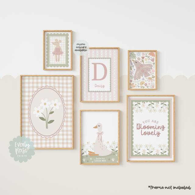 Set Of 6, Gallery Wall, Girls Nursery Prints, Vintage Style, Bedroom ...