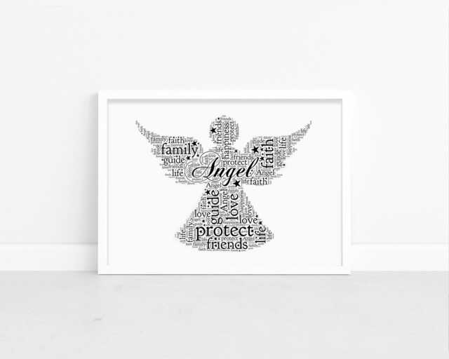 Personalised Guardian Angel Word Art Print - Custom Wall in Memory ...